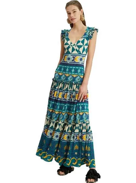 La DoubleJ Pimento Placed Dress - Casareale Barre' Emerald
