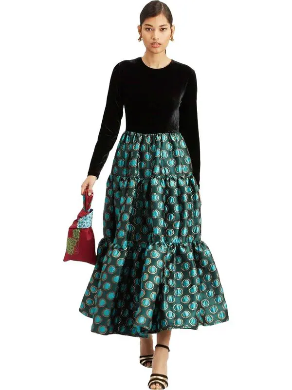 La DoubleJ Big Dress - Jacquard Winter Sun Emerald