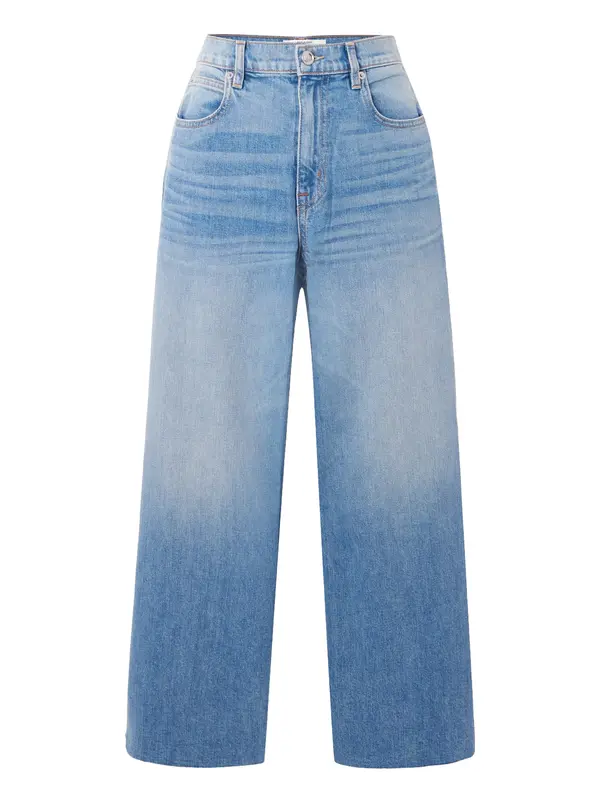 SLVRLAKE Grace Cropped High-rise Wide-leg Jeans - Blue