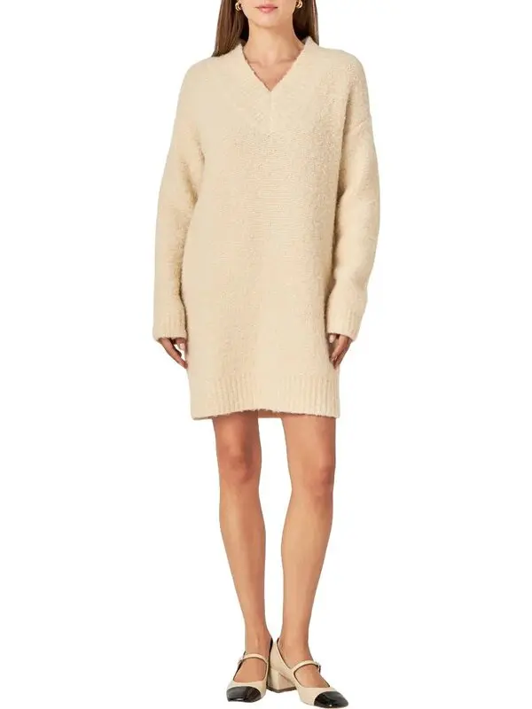 English Factory Oversized Long-sleeve Sweater Dress - Cream