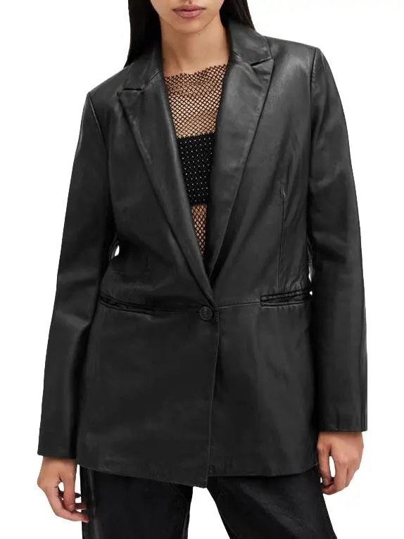 ALLSAINTS Deri Leather Blazer - Black