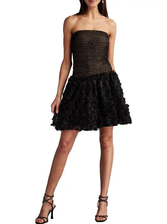 Tadashi Shoji Strapless Cocktail Mini Dress - Black