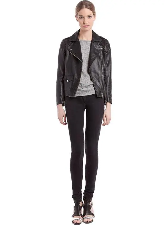 Sandro Veinarde' Leather Moto Jacket - Black
