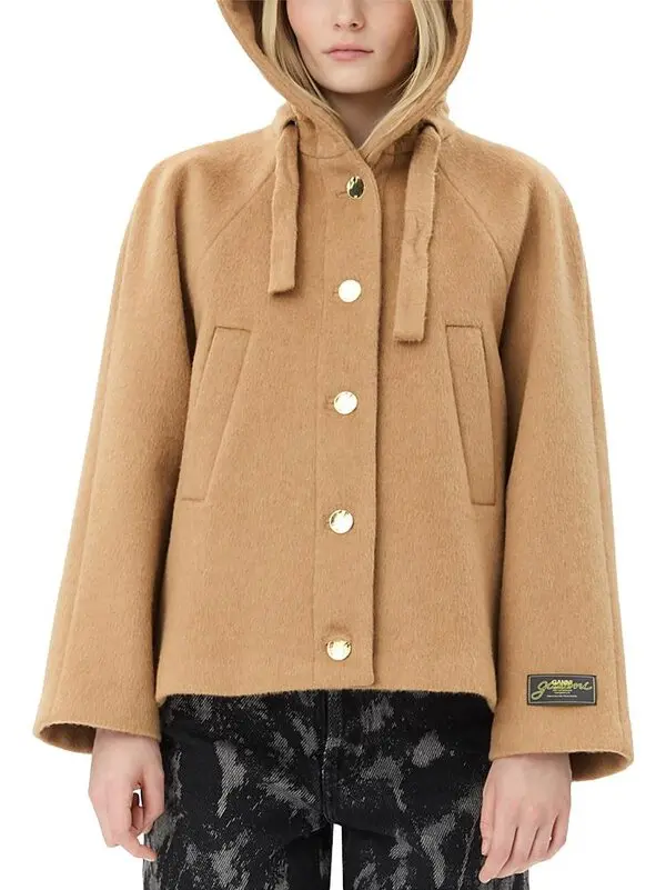 GANNI Wool-blend Jacket - Latte
