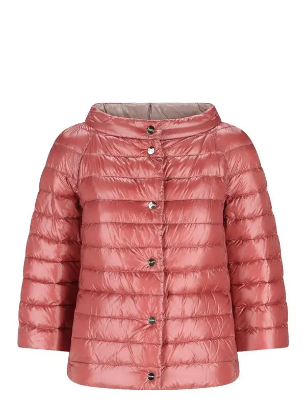 Herno Down Jacket With 3/4 Sleeves - Pink Dark/pink Light