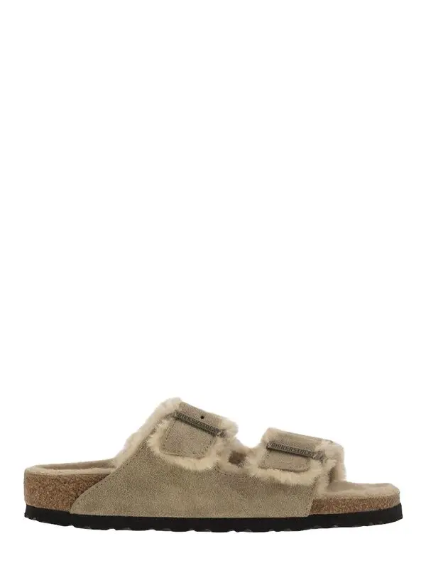 BIRKENSTOCK Arizona Suede Lamb Fur Slipper - Grey