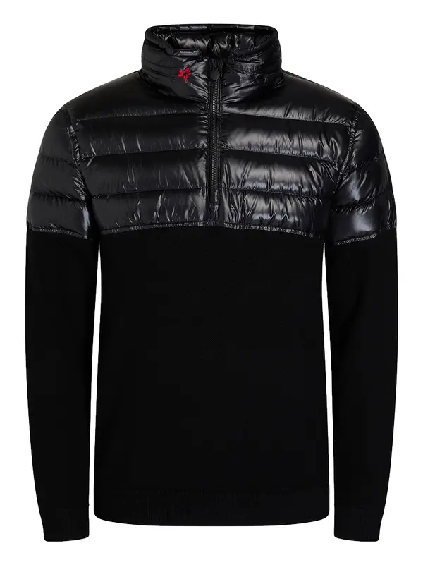 Perfect Moment Quilted Shell-paneled Merino Wool Sweater - Black