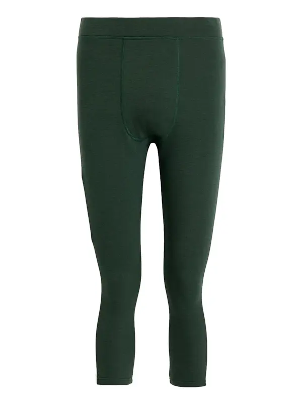 WE NORWEGIANS Voss Cropped Striped Merino Woolblend Leggings - Dark Green