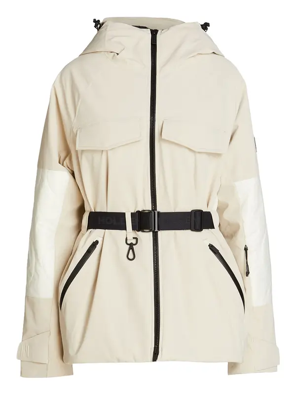 HOLDEN Belted Hooded Ski Jacket - Beige