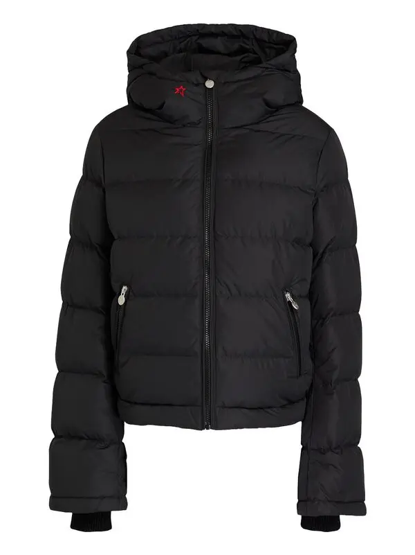 Perfect Moment Quilted Hooded Ski Jacket - Black
