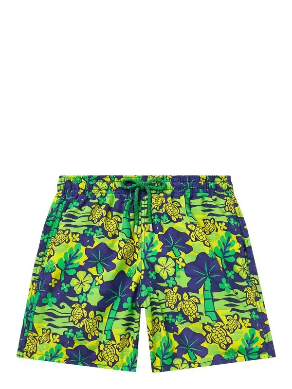 Vilebrequin Moorea Straight-leg Mid-length Printed Swim Shorts - Green