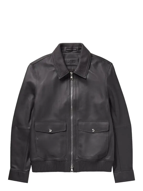 Mr P. Leather Blouson Jacket - Gray