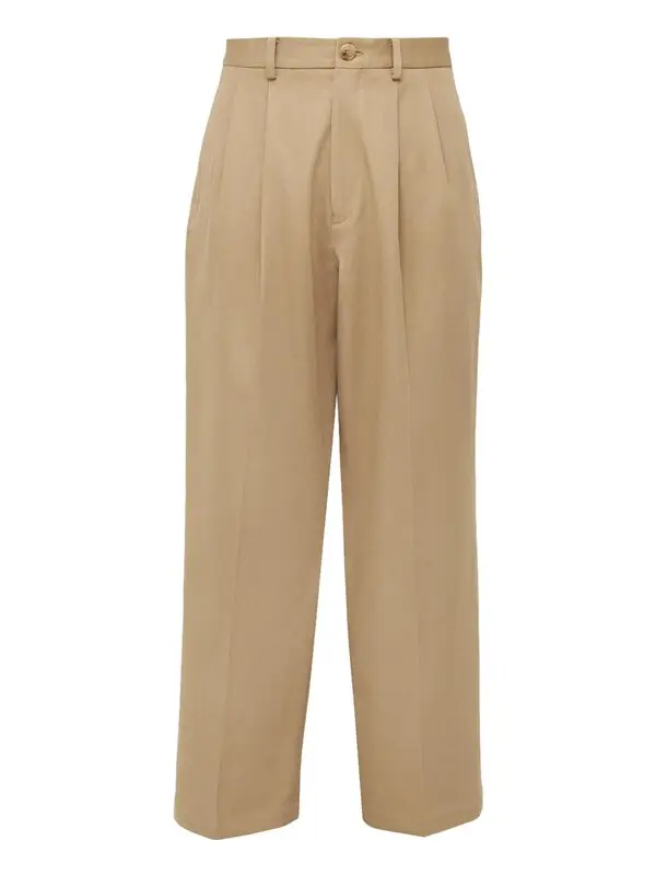 FEDERICO CURRADI Straight-leg Pleated Cotton-twill Trousers - Neutrals