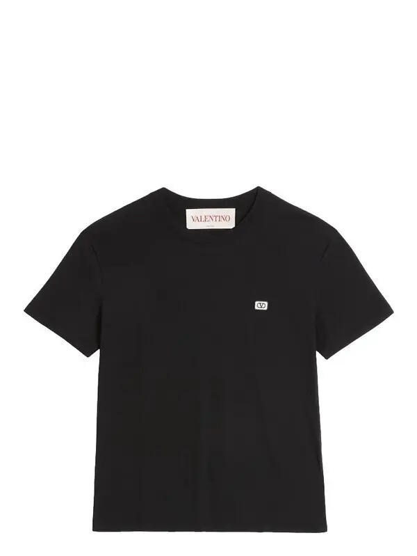 Valentino Garavani Cotton T-shirt With Vlogo Patch - Black
