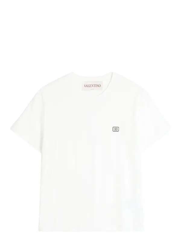 Valentino Garavani Cotton T-shirt With Vlogo Patch - Ivory