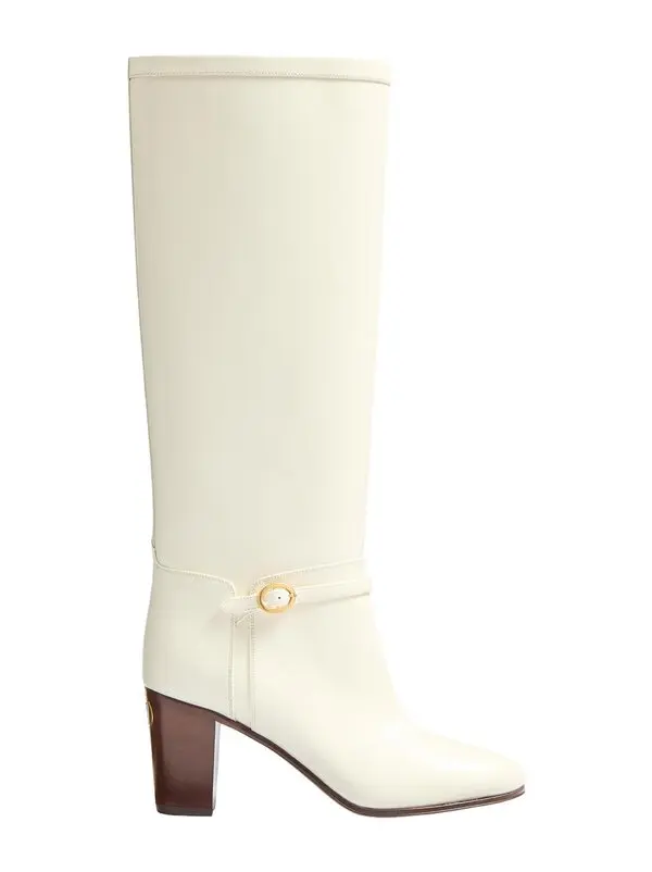 Valentino Garavani Pattie 75mm Calfskin Boots - Ivory