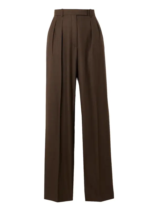 Loro Piana Wool-crepe Wide-leg Pants - Brown
