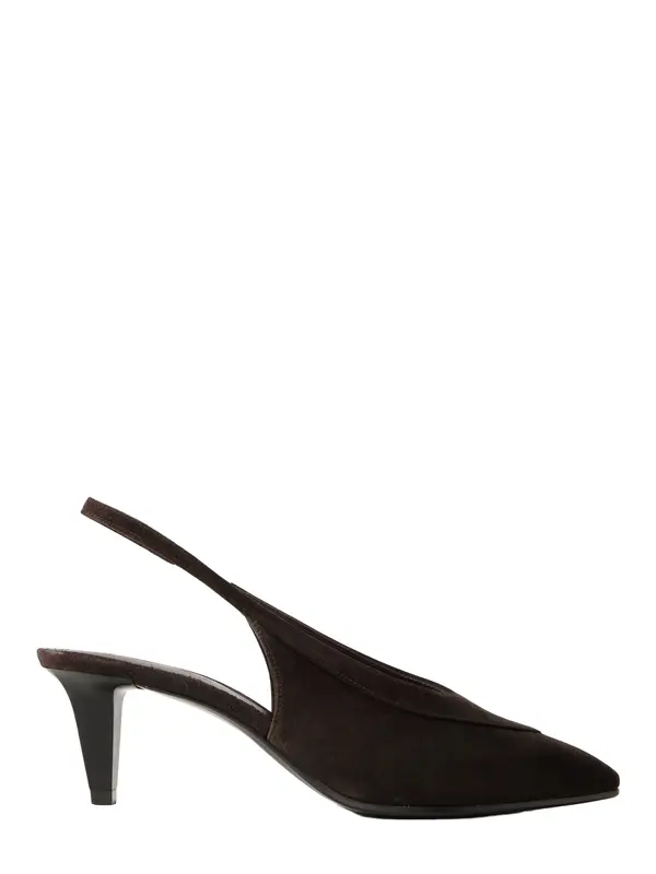 Loro Piana Rebecca Suede Slingback Pumps - Brown
