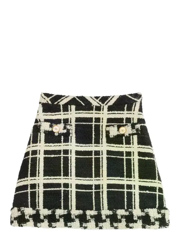 Valentino Garavani Checked Tweed Mini Skirt - Black