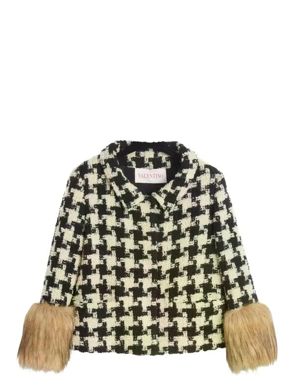 Valentino Garavani Houndstooth Tweed Jacket - Neutrals
