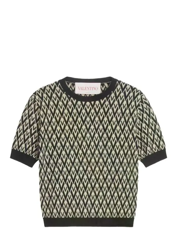 Valentino Garavani Toute La V Jacquard Wool Sweater - Neutrals