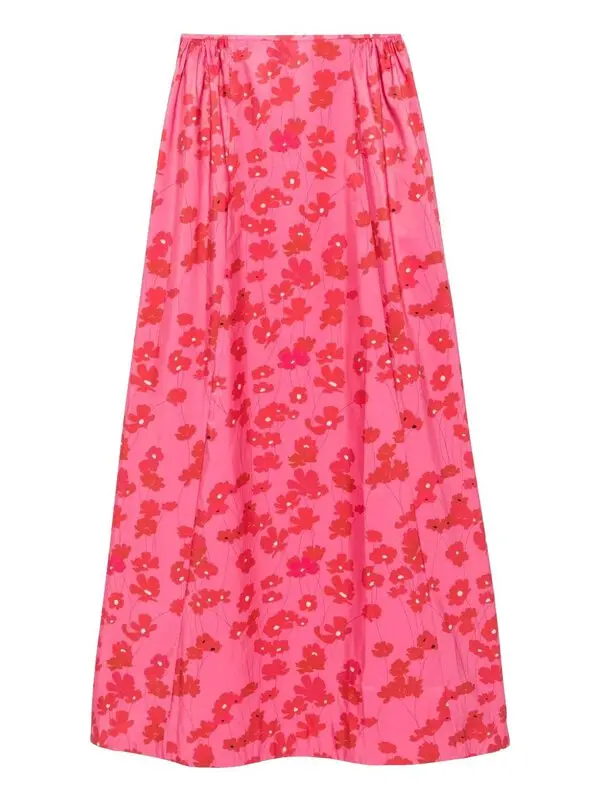 Bernadette Ella Cosmos-print Maxi Skirt - Pink