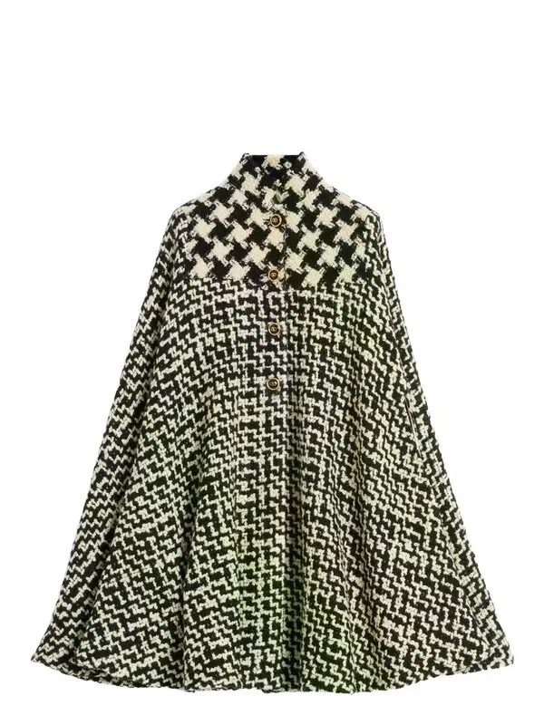Valentino Garavani Houndstooth Tweed Cape - Black