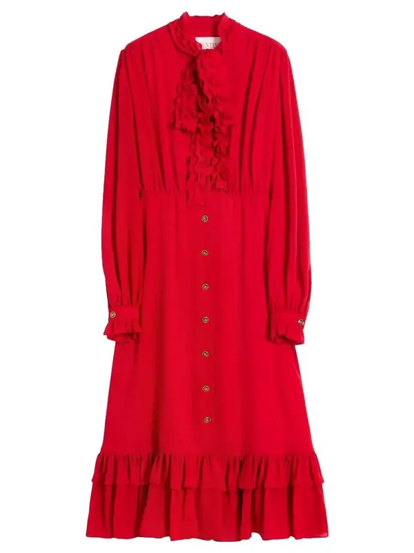 Valentino Garavani Georgette Midi Dress - Red