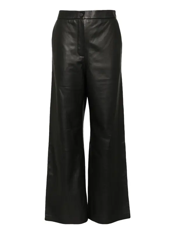 YVES SALOMON Wide-leg Leather Trousers - Black