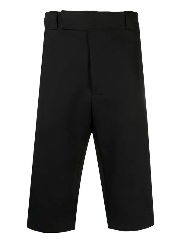 Prada Logo Patch Cropped Trousers - Black