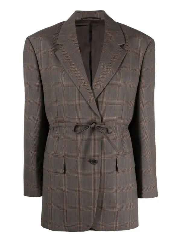 Prada Checked Wool Blazer - Brown