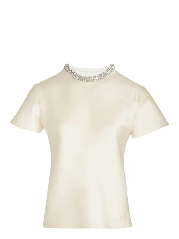 Giambattista Valli Crystal-embellished T-shirt - Neutrals