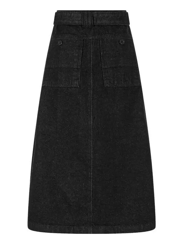 STUDIO TOMBOY Pintuck-detail Belted Denim Skirt - Black