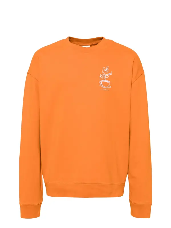 CAFÉ KITSUNÉ Logo-embroidered Sweatshirt - Orange