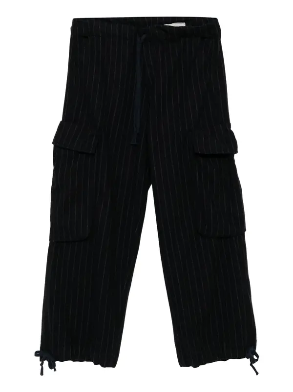 GREG LAUREN Pinstriped Wide Leg Trousers - Blue
