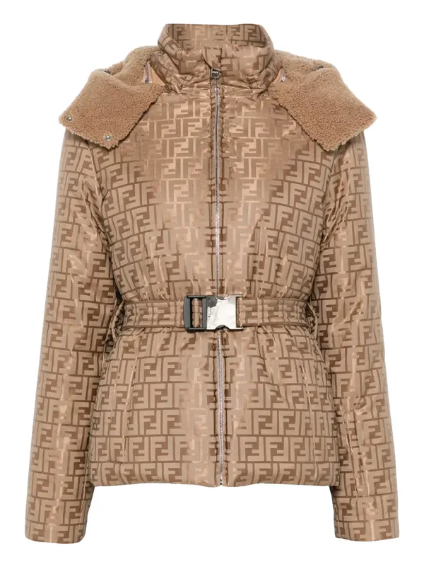 Fendi Ff Motif Ski Jacket - Brown