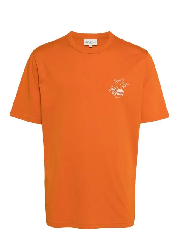 CAFÉ KITSUNÉ Logo-print Cotton T-shirt - Orange