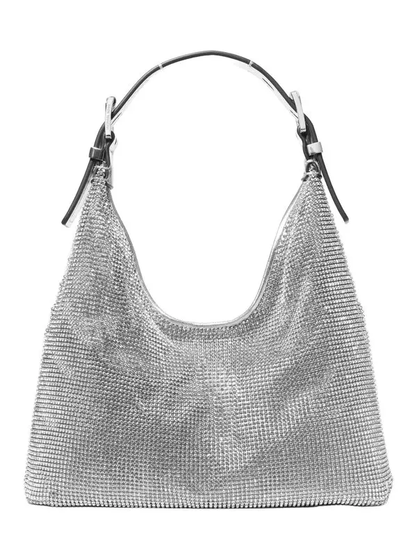 Michael Kors Limited-edition Nolita Small Metallic Rhinestone Mesh Hobo Shoulder Bag - Silver