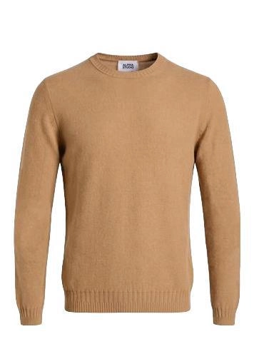 Alpha Studio Merino Wool Crewneck Sweater - Beige