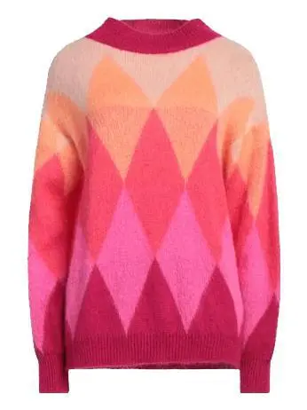 KAOS Multicolor Geometric Print Turtleneck Sweater - Fuchsia