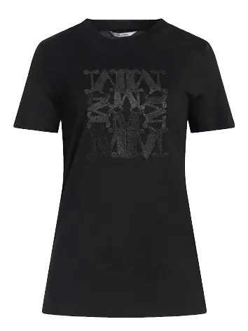 Max Mara Cotton T-shirt With Appliqués And Embroidery - Black