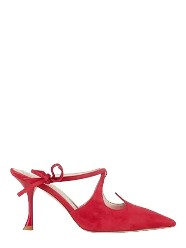 ROGER VIVIER Suede Mules With Bow Detailing - Red