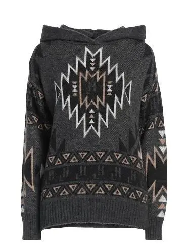 GAELLE PARIS Knitted Multicolor Hooded Sweater - Charcoal
