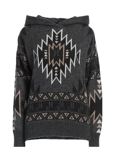GAËLLE PARIS Knitted Multicolor Hooded Sweater - Grey