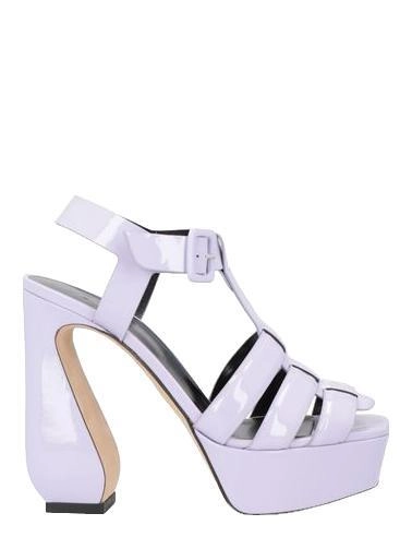 SERGIO ROSSI Patent Leather Block Heel Sandals - Lilac