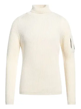C.P. COMPANY Turtleneck In Virgin Wool And Polyester - White