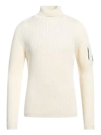 C.P. COMPANY Turtleneck In Virgin Wool And Polyester - White