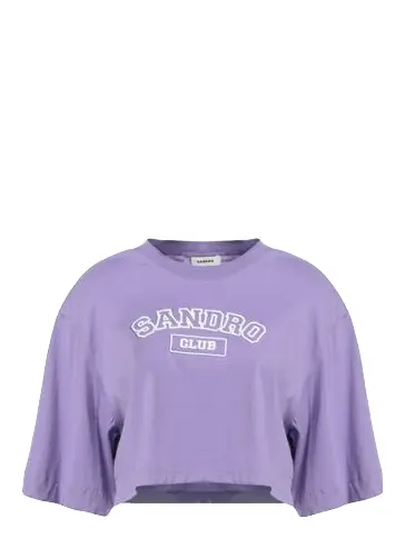 Sandro Embroidered Crop T-shirt - Purple