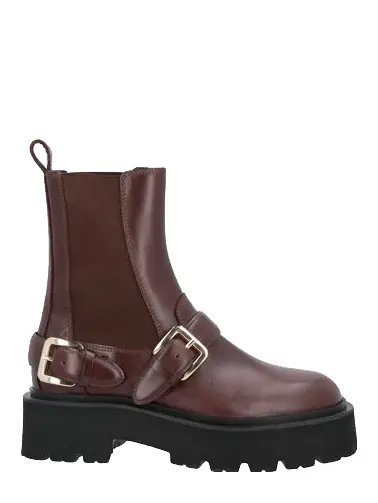 Sandro Leather Ankle Boots With Elastic Fibers - Brown