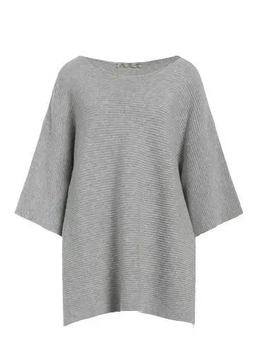 IESSE Short Sleeve Mélange Knit Sweater - Light Grey
